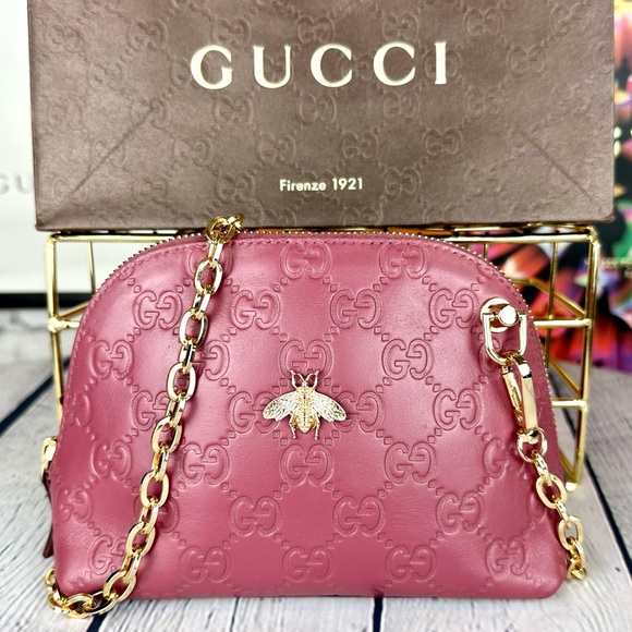Gucci | Bags | Gucci Mauve Pink Guccissima Leather Pouch Crossbody Bag ...
